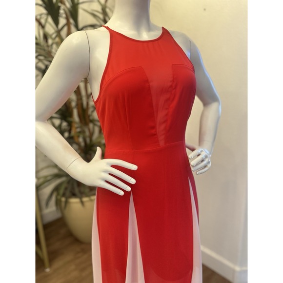 Express | Dresses | New Express Long Red Sheer Gown Dress Women 8 ...